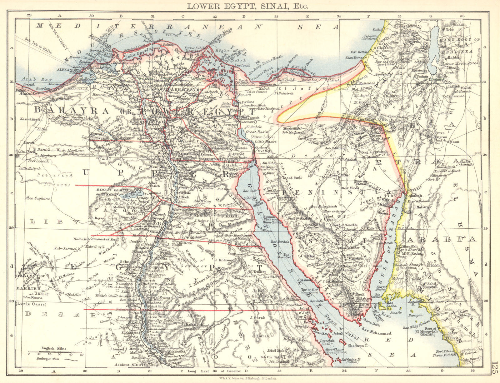 EGYPT. Lower Egypt Sinai Bahayra Upper Egypt 1897 old antique map plan ...