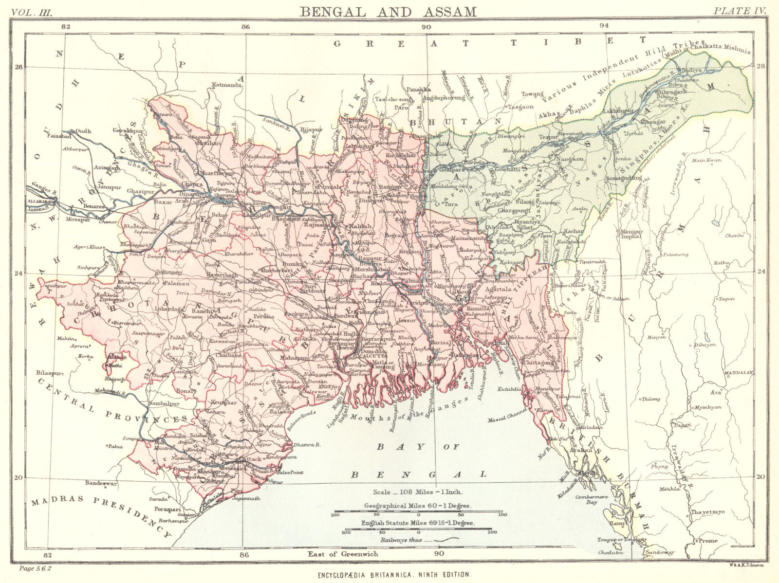 INDIA BANGLADESH. Bengal and Assam. Britannica 9th edition 1898 old map ...