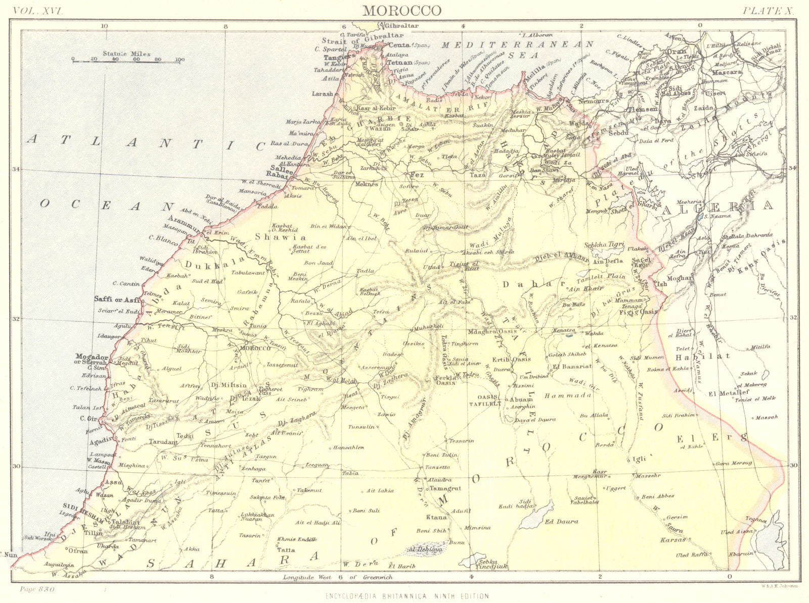 MOROCCO. Britannica 9th edition 1898 old antique vintage map plan chart ...