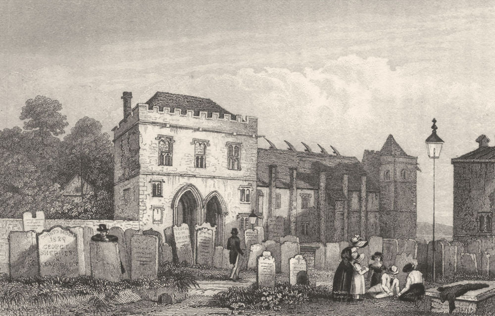 KENT. The remains of the college at Maidstone 1828 old antique print ...