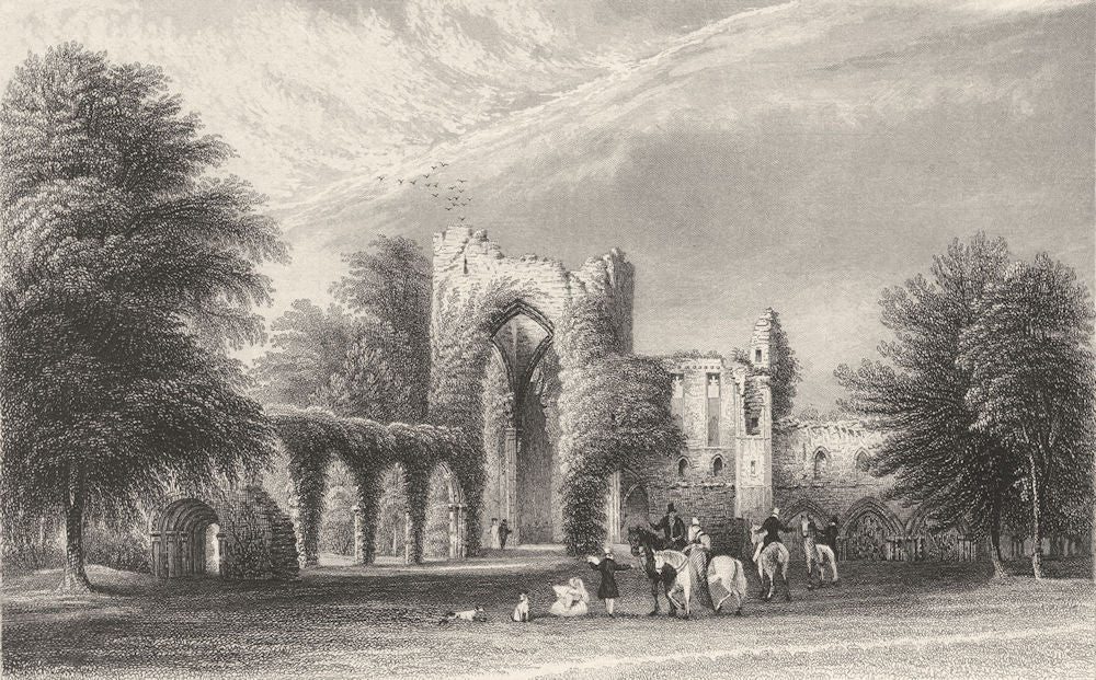 CUMBRIA. Cumbs . Calder Abbey. ruins. Figures Horses. Cumbs 1832 old ...
