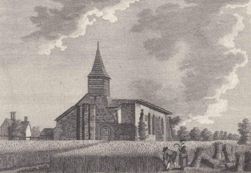 ESSEX. S. W. View of Little Dunmow priory church . Copperplate (Grose ...