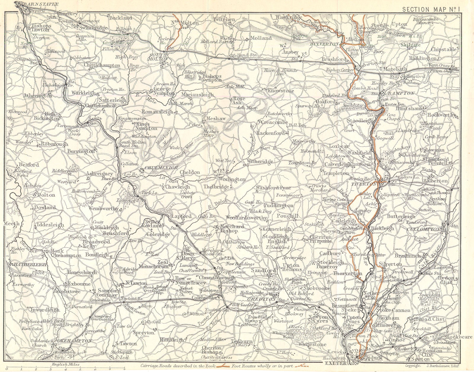 MID DEVON. Exeter Dulverton Barnstaple Crediton. WARD LOCK 1897 old map ...