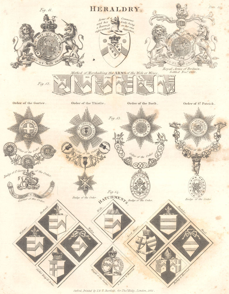 HERALDRY.Royal Arms Britain;Order Garter Thistle Bath St.Patrick ...