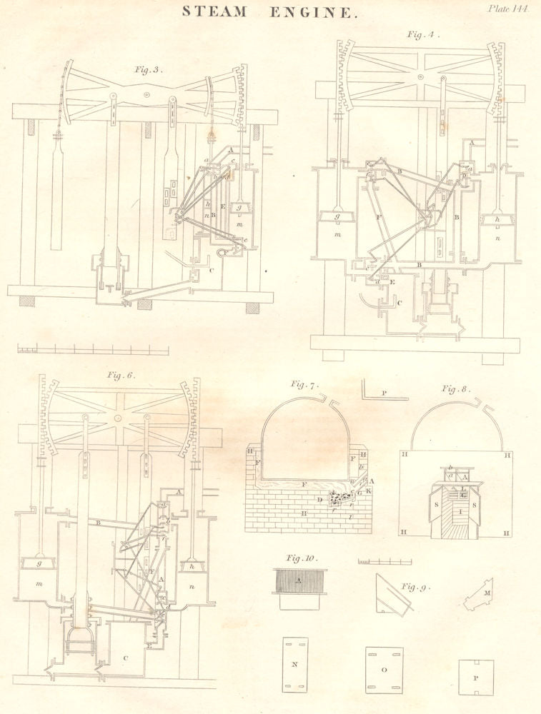 ENGINEERING. Steam Engine design/plan III. (Oxford Encyclopaedia) 1830 ...