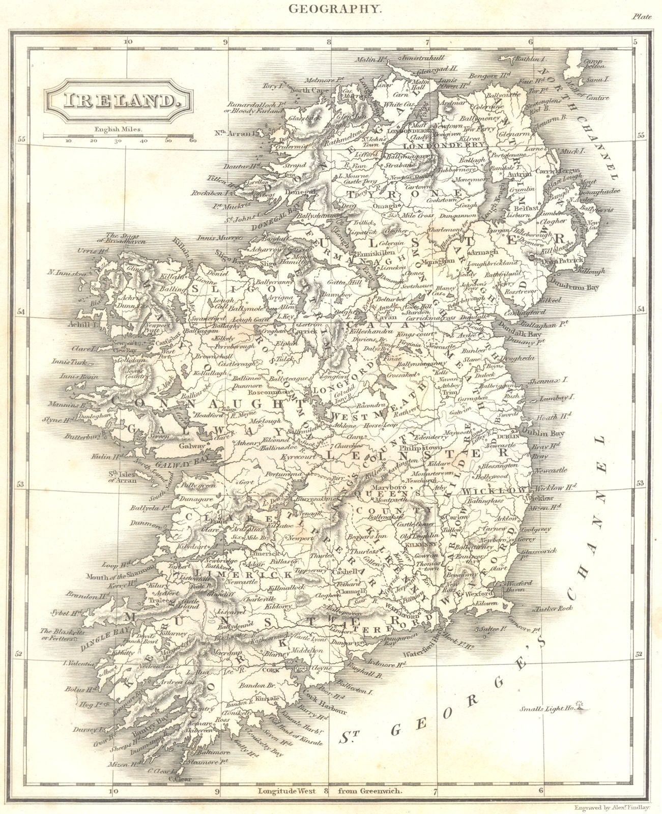 IRELAND. Showing counties & towns. (Oxford Encyclopaedia) 1830 old ...