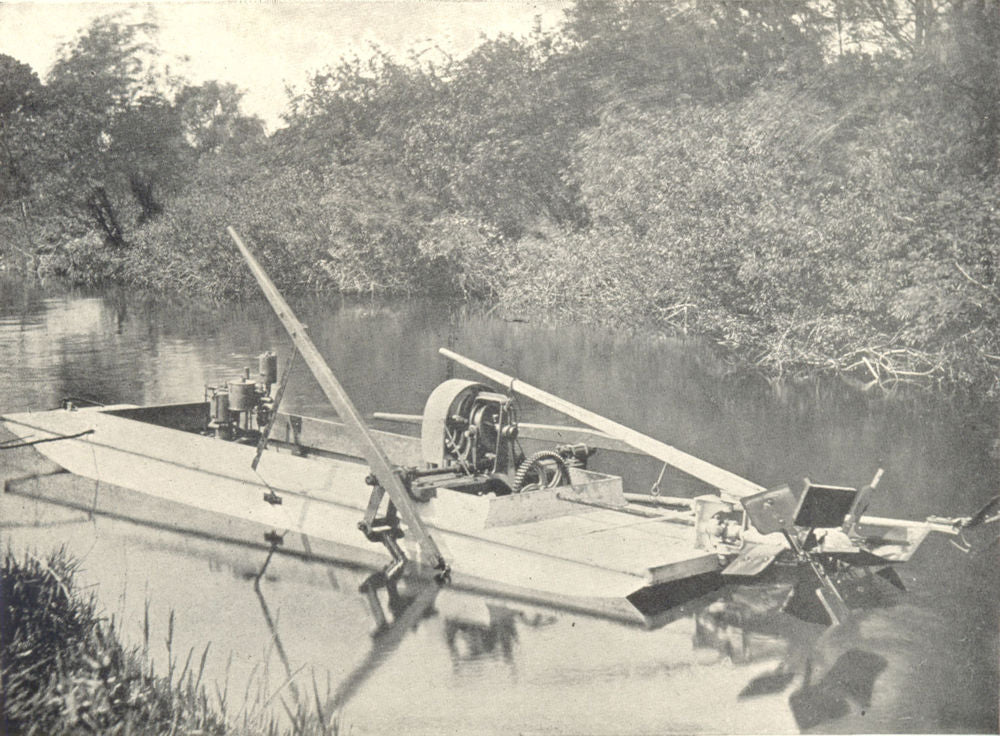 BOATS. Motor Punt Weed Cutter (Sanderson & Gifkins, Bedford) 1912 old ...