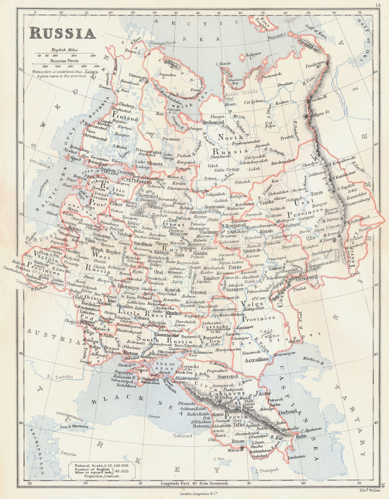 EUROPEAN RUSSIA.Caucasus Georgia Vistula(Poland)Livonia Courland.BUTLER ...