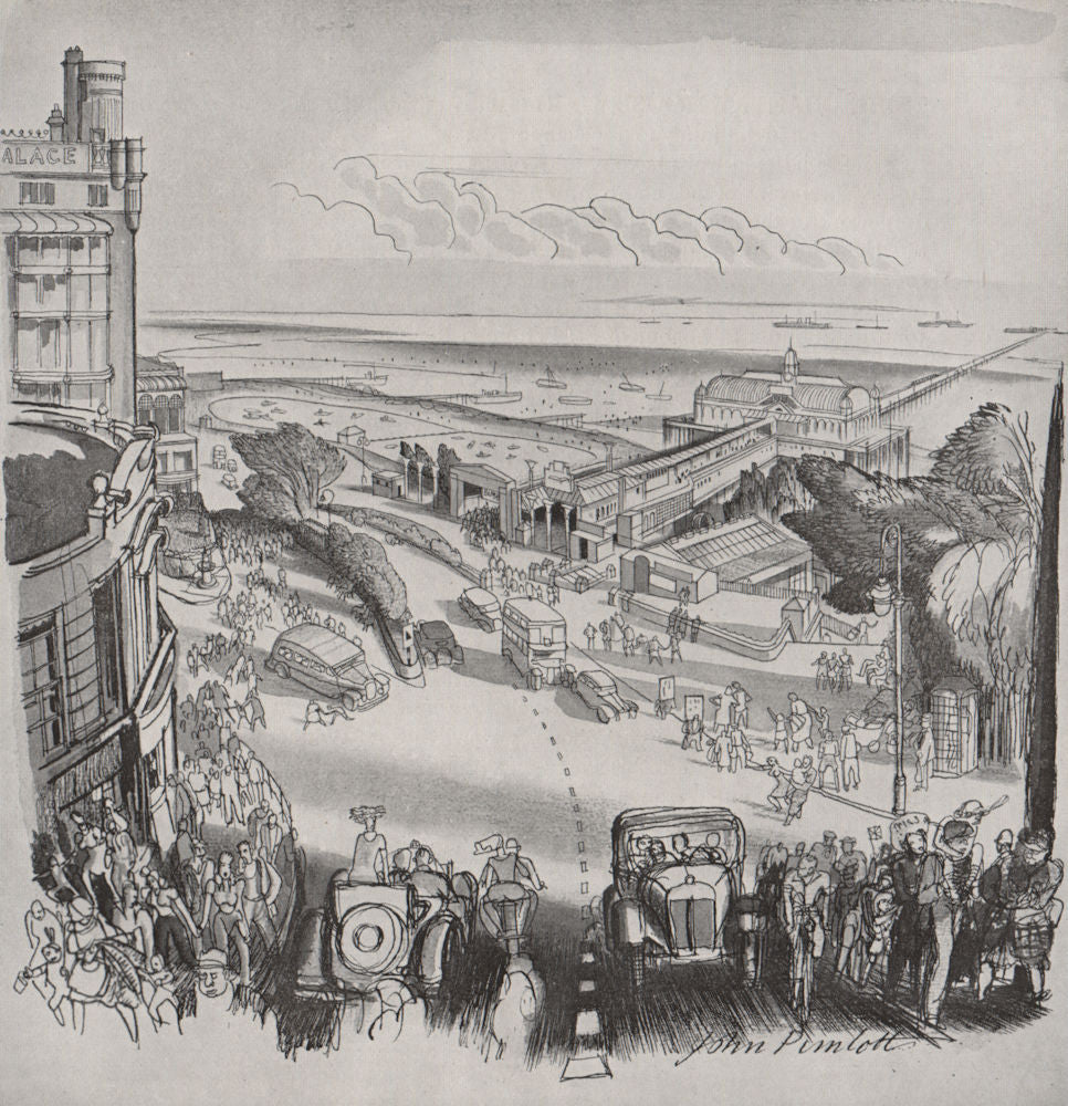 SOUTHEND. A view of the town, by John Pimlott. Essex 1947 old vintage ...