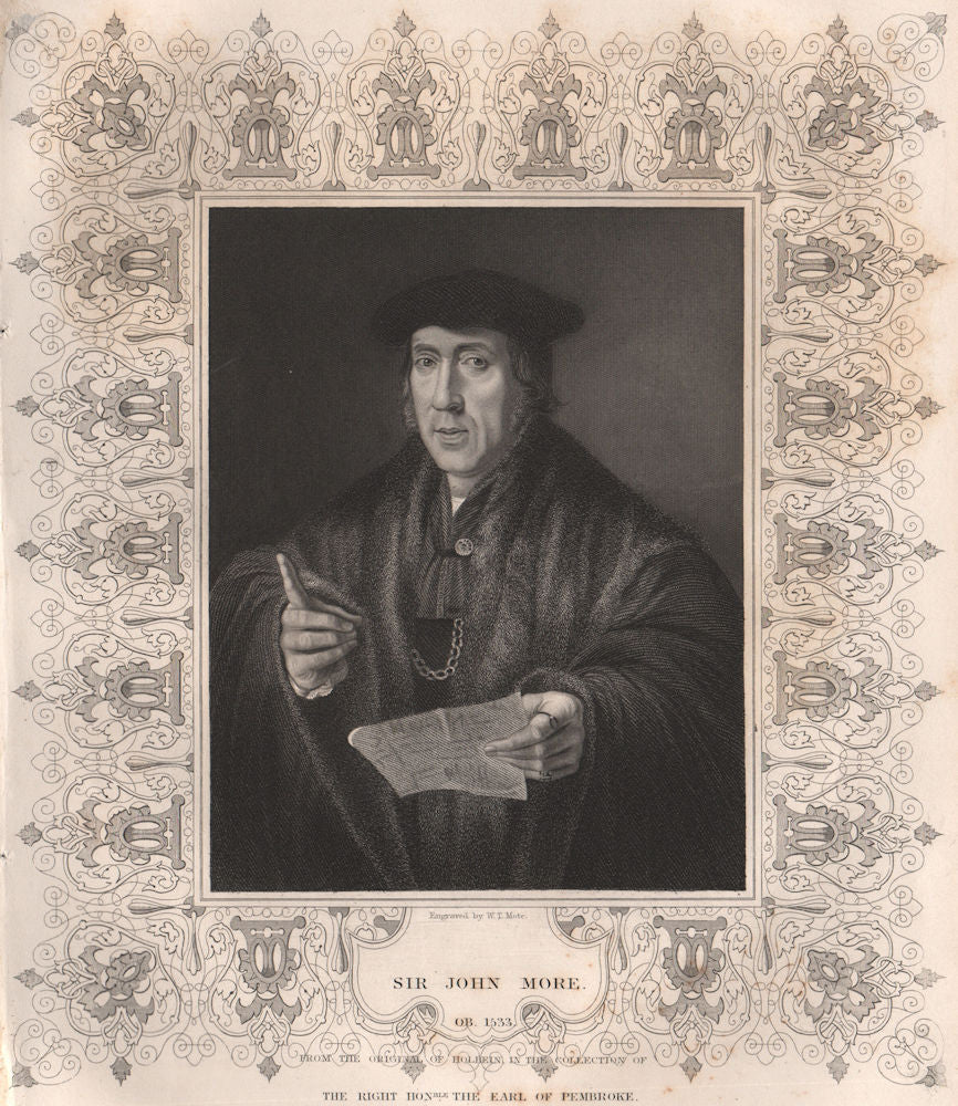 BRITISH HISTORY. Sir John More. TALLIS 1853 old antique vintage print ...
