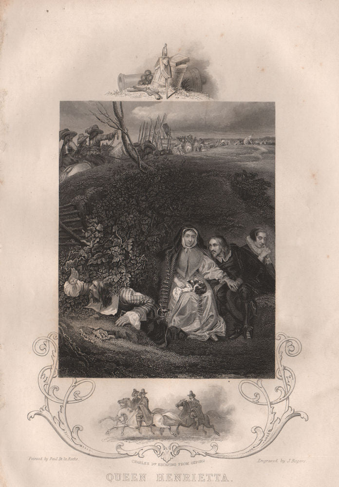 ENGLISH CIVIL WAR. Queen Henrietta hides from Roundheads. Charles I ...