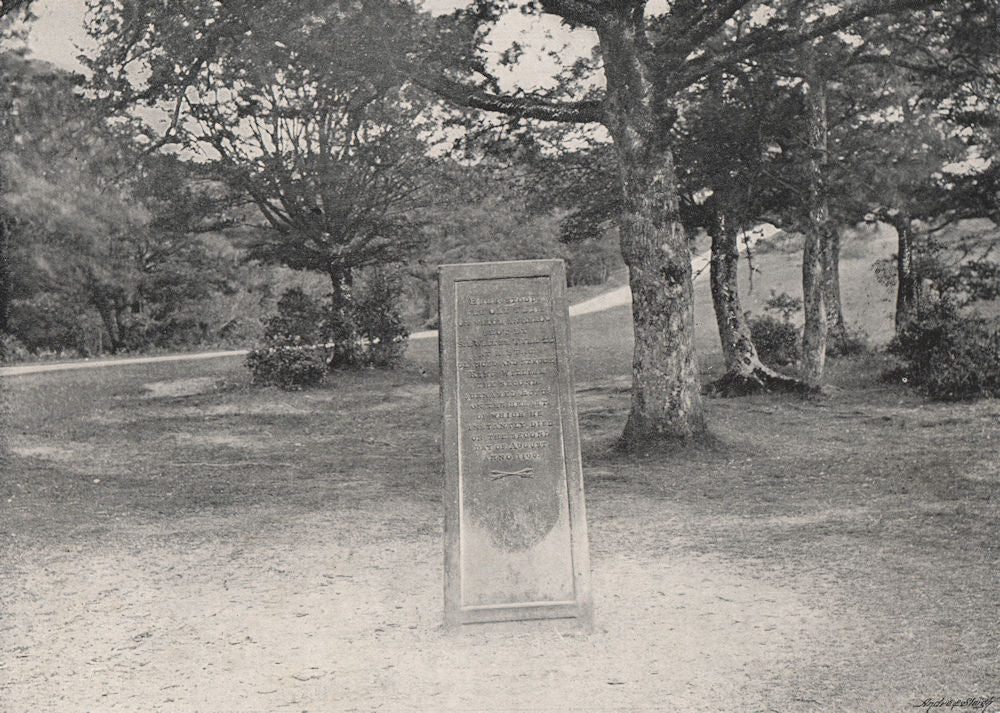 NEW FOREST. Rufus Stone. Hampshire 1900 old antique vintage print ...