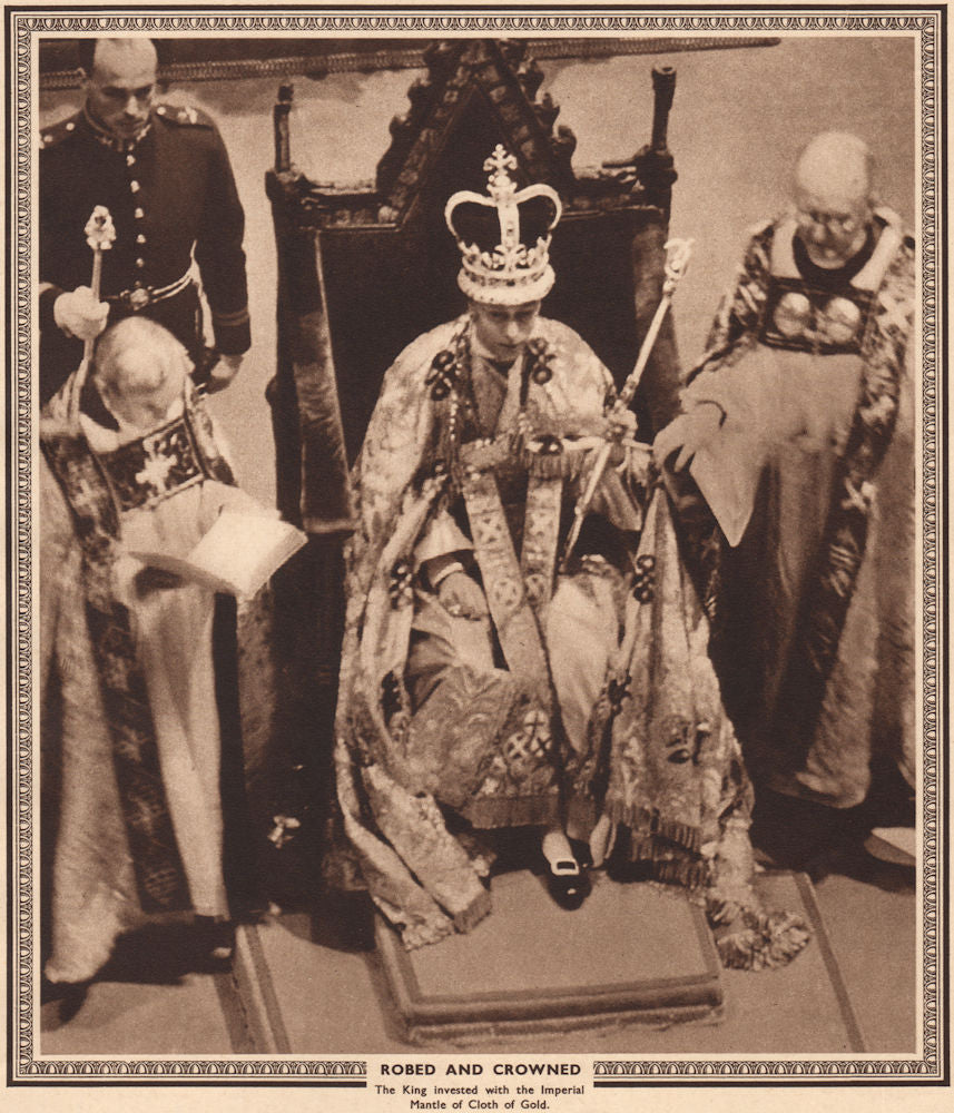 CORONATION 1937. Robed and crowned. Imperial mantle of Cloth of Gold ...