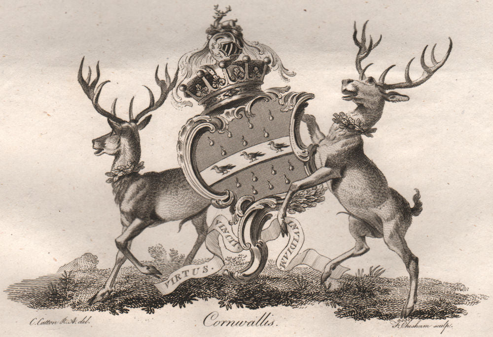 CORNWALLIS. Coat of Arms. Heraldry 1790 old antique vintage print ...