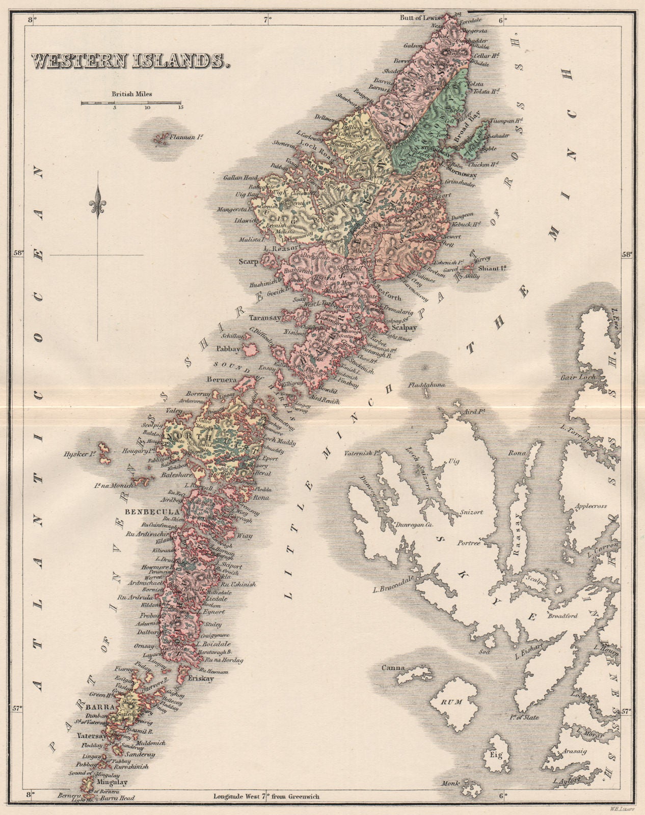 WESTERN ISLANDS. Hebrides Lewis Harris Uist. Parishes. Scotland. LIZARS ...