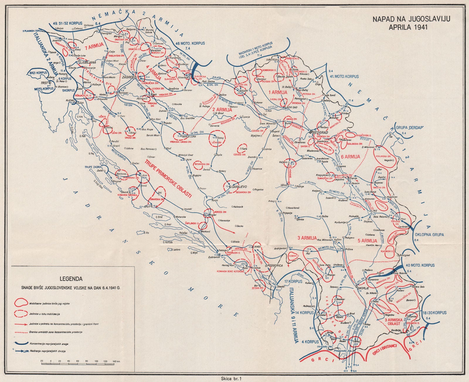 YUGOSLAVIA. The invasion of Yugoslavia in April 1941 1957 old vintage ...
