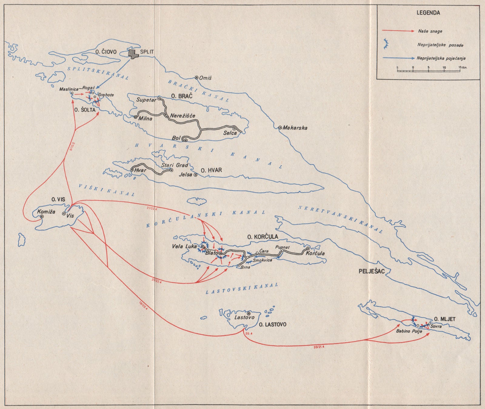 CROATIA. Assault div 26 raids. Mljet Korcula Solta Split April-May 1944 ...