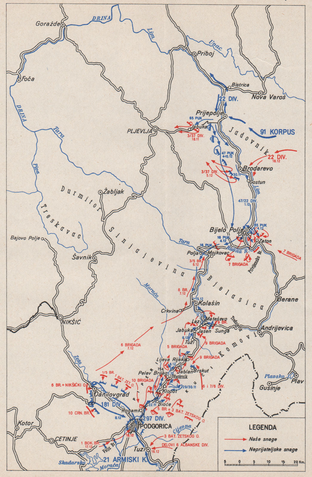 MONTENEGRO. Final Battles September-December 1944. Podgorica Sandzak ...