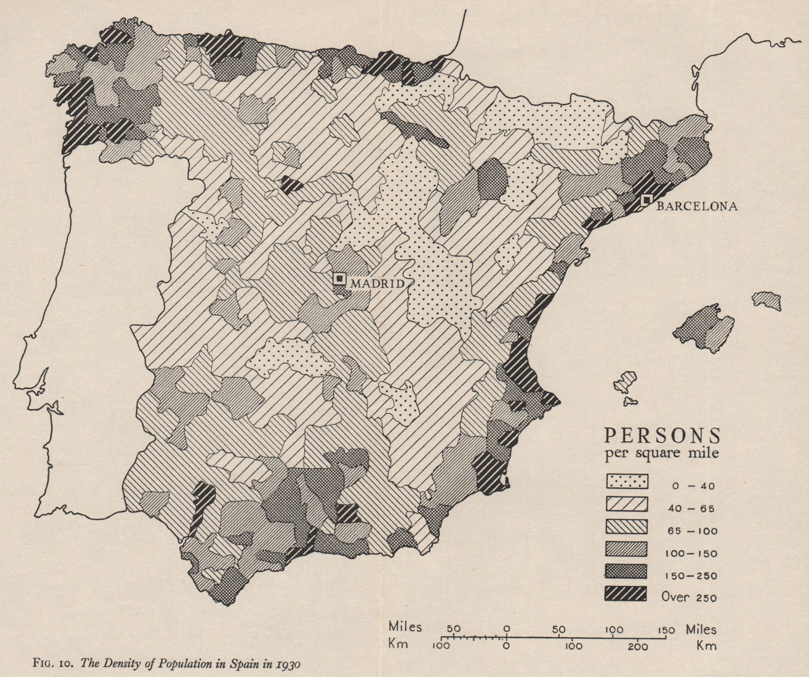 SPAIN. Population density in 1930. WW2 ROYAL NAVY INTELLIGENCE MAP 1944 ...
