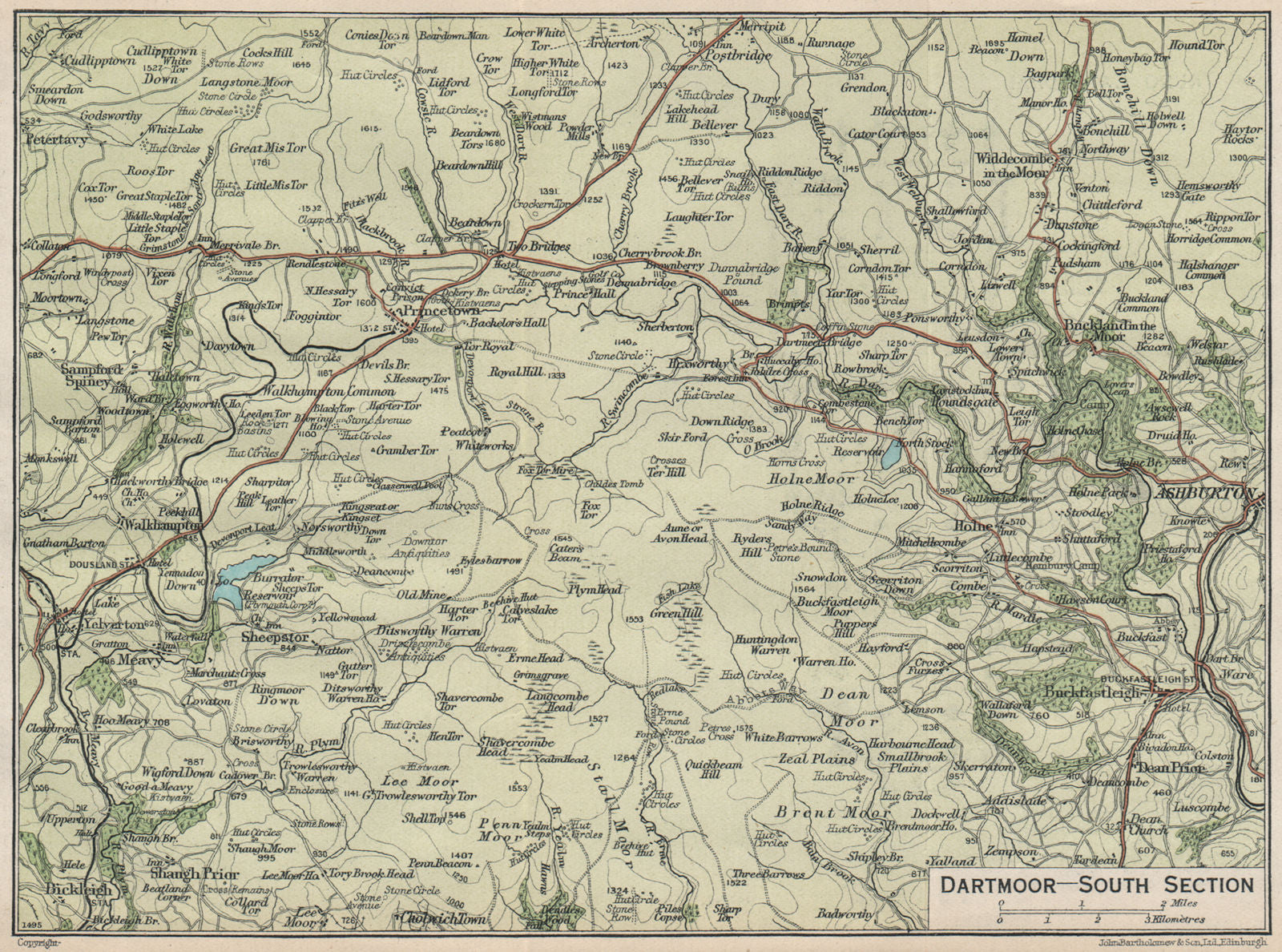 DARTMOOR SOUTH. Ashburton Buckfastleigh Yelverton. Vintage map plan ...