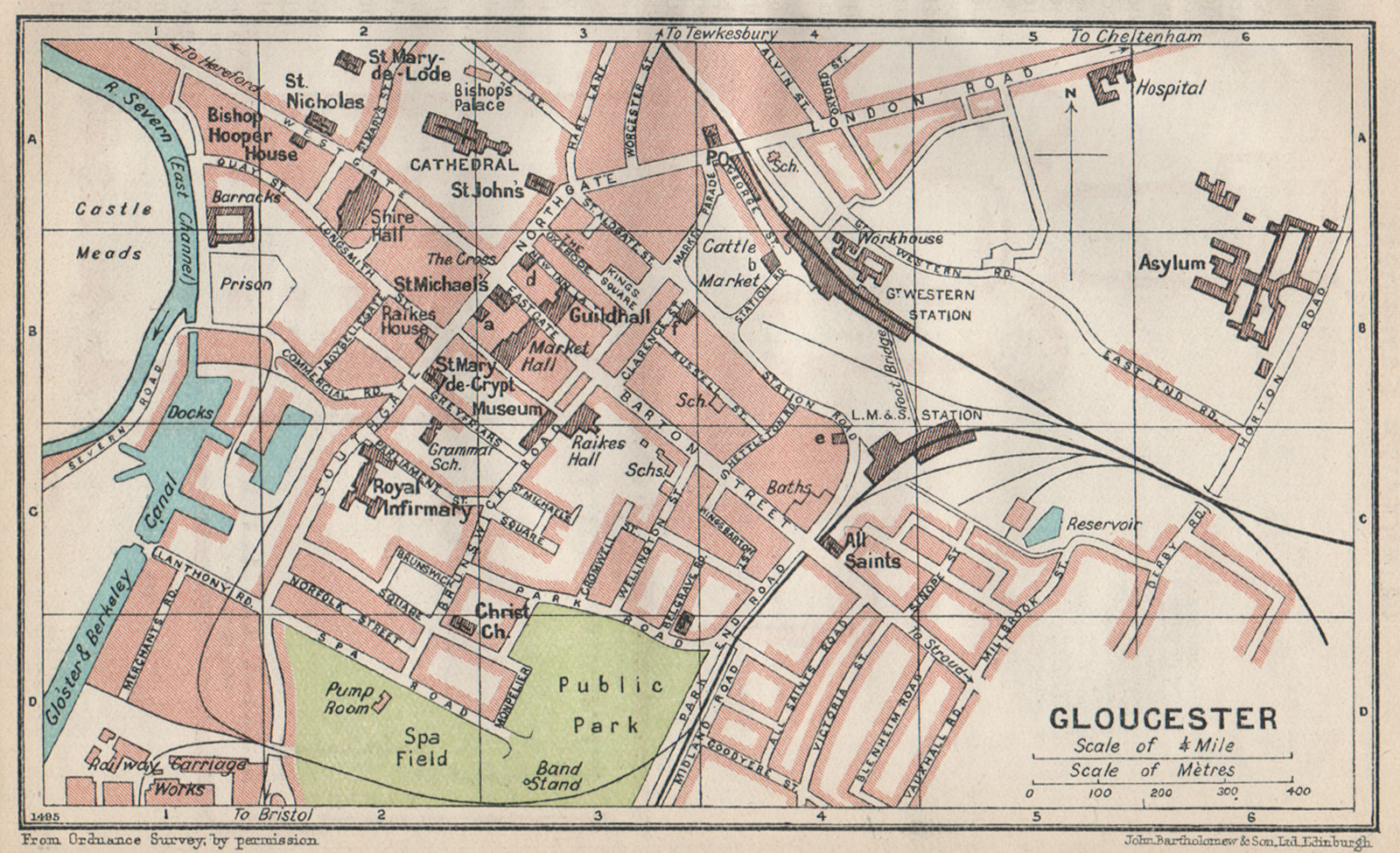 GLOUCESTER. Vintage town city map plan. Gloucestershire 1930 old ...