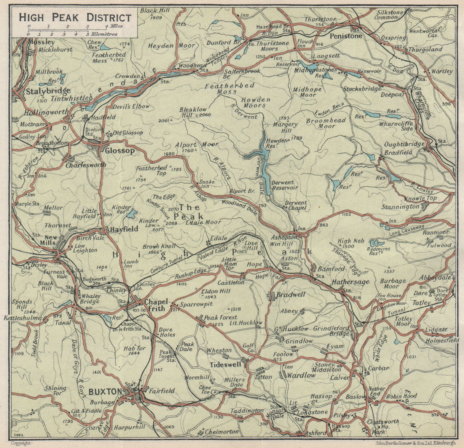 HIGH PEAK DISTRICT. Buxton Glossop Penistone Chatsworth. Derbyshire ...