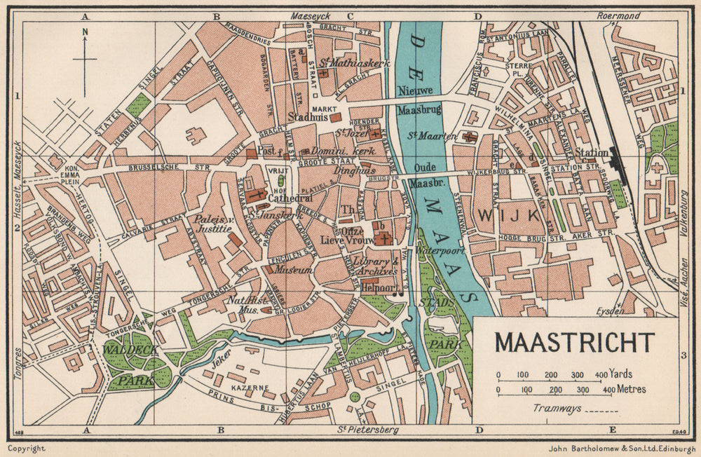 MAASTRICHT. Vintage town city map plan. Netherlands 1933 old vintage ...