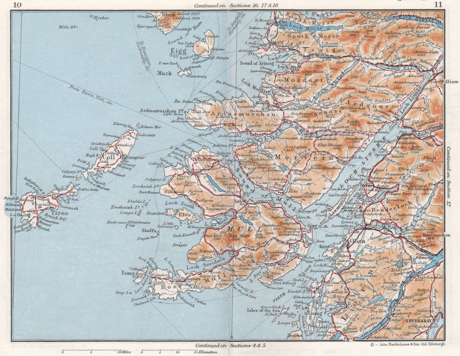 SCOTTISH HIGHLANDS. Mull Loch Linnhe. Coll Eigg Tiree. Vintage map plan ...