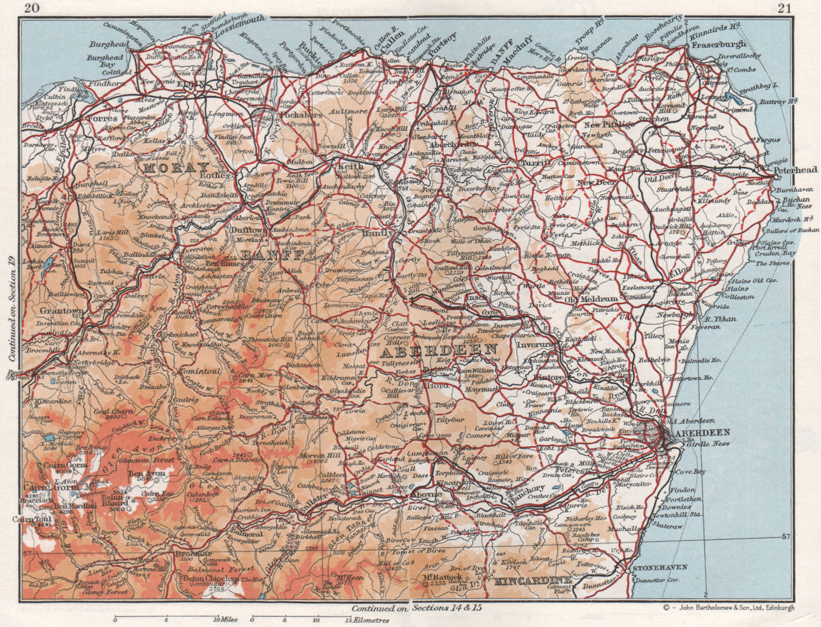 GRAMPIAN. Abderdeenshire Banff Moray Elgin. Vintage map plan. Scotland ...