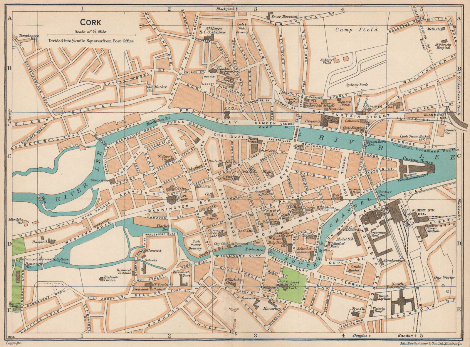 CORK. Vintage town city map plan. Ireland 1949 old vintage chart ...