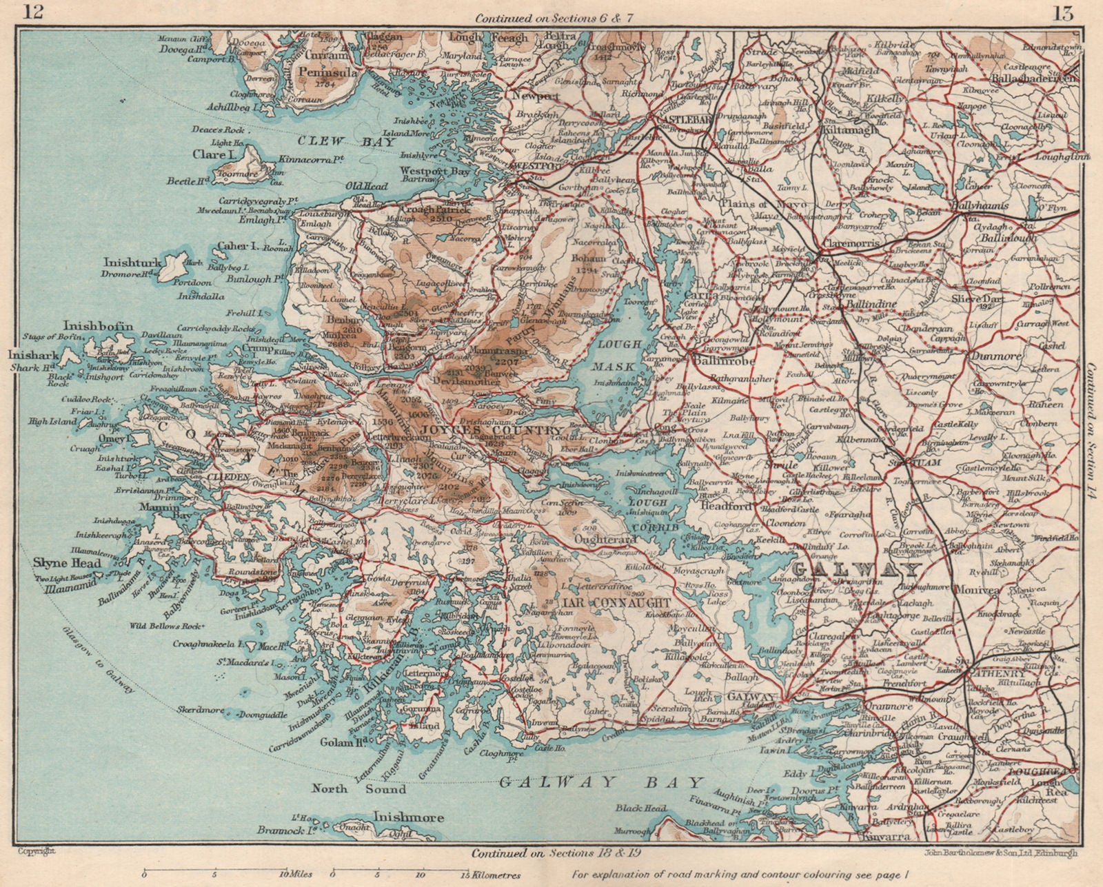 CONNAUGHT.Mayo Galway.Joyce's Country.Connemara.Loughs Mask & Corrib ...