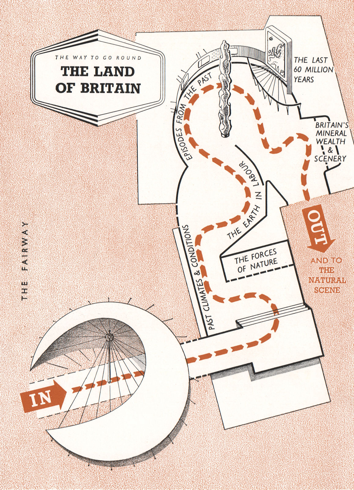 FESTIVAL OF BRITAIN. The Land of Britain exhibit. Tour plan 1951 old ...