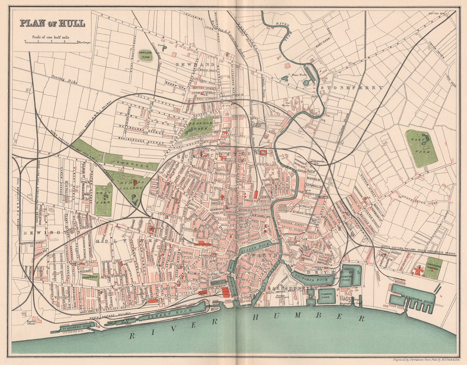 HULL. Antique town/city map plan. Yorkshire 1893 old chart ...