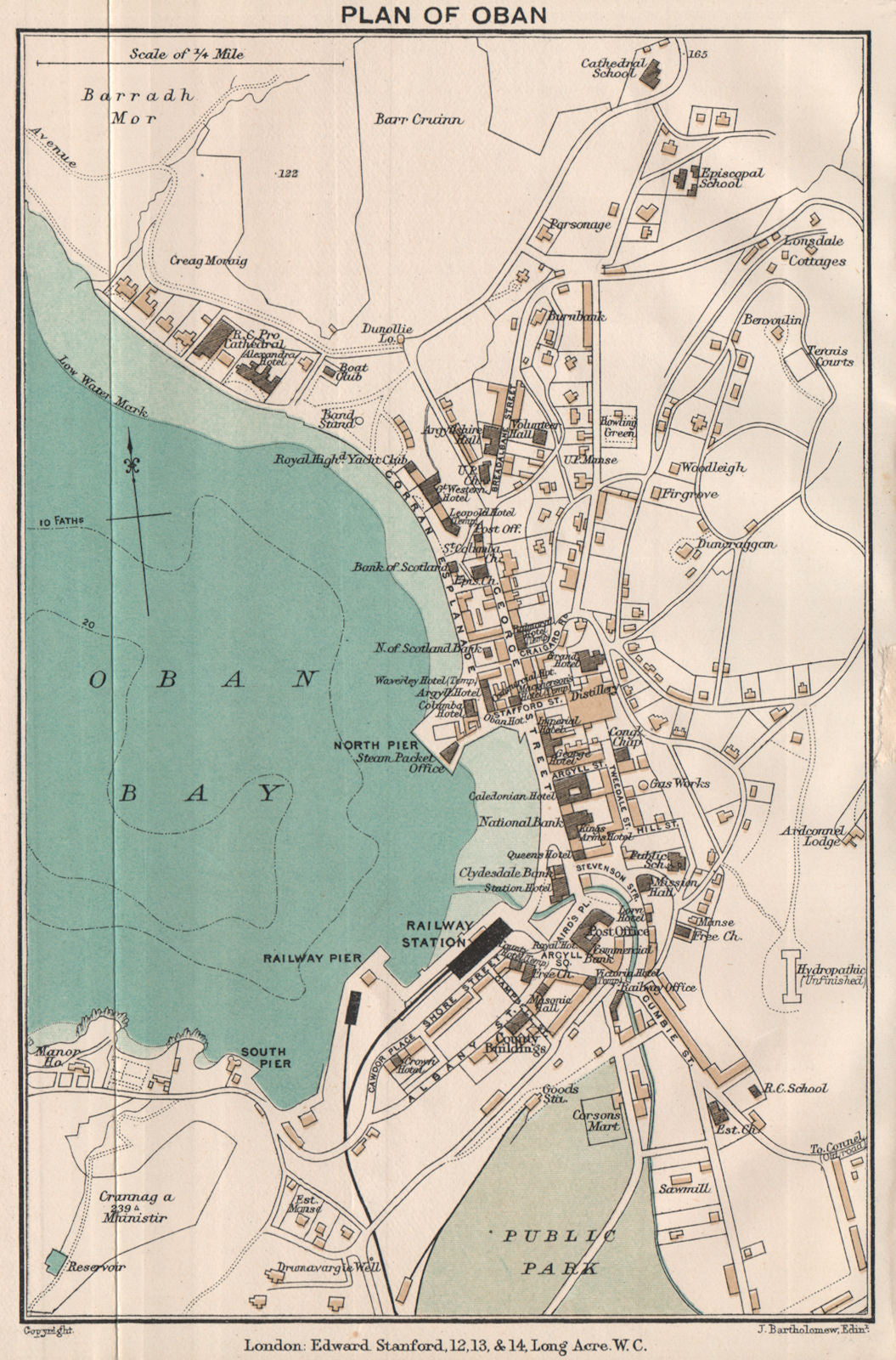 OBAN. Vintage town city plan. Scotland. STANFORD 1905 old antique map ...
