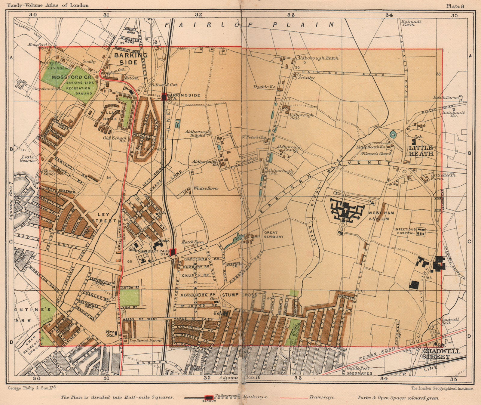 NE LONDON. Barkingside Newbury Park Little Heath Chadwell Street 1932 ...