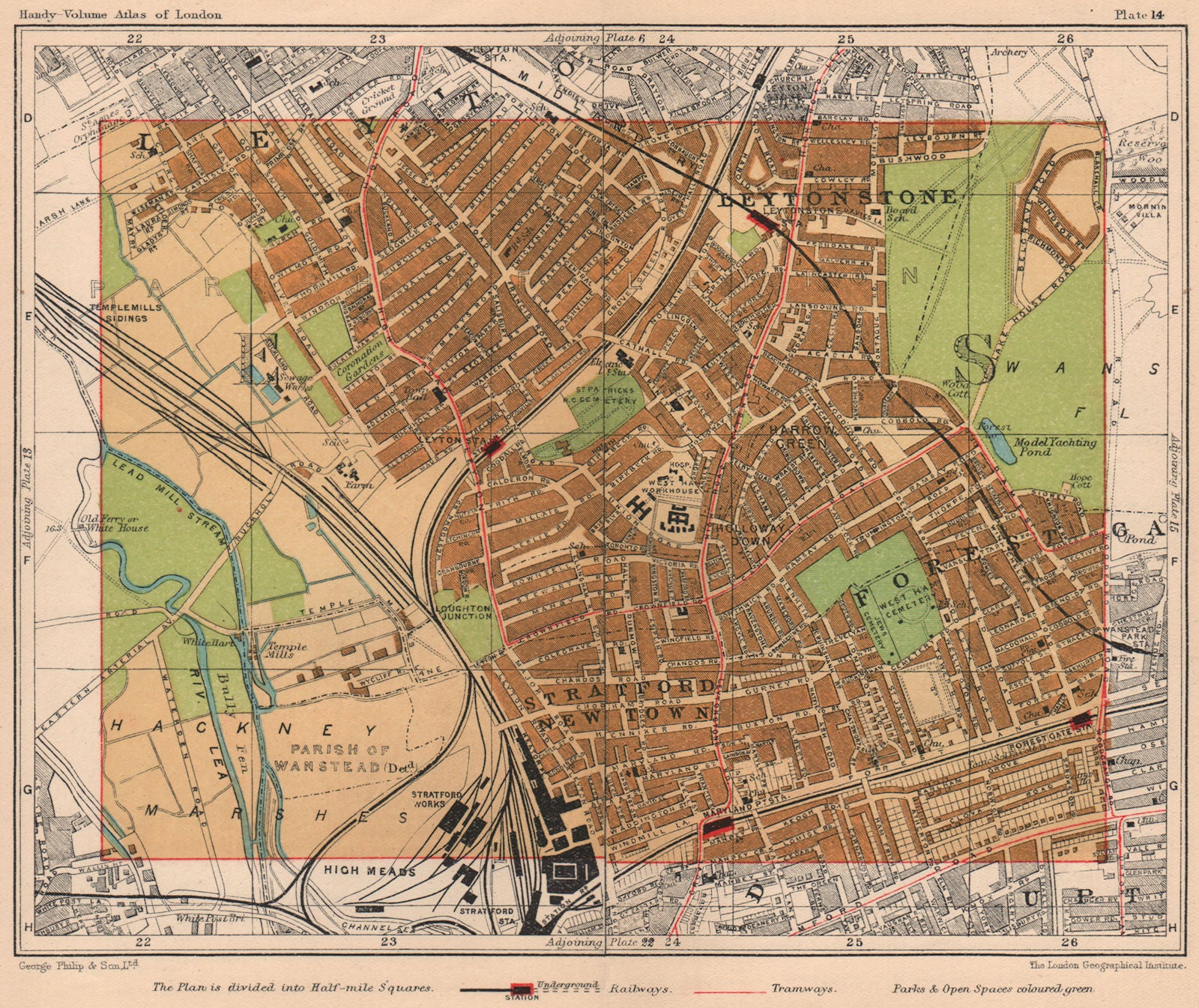 NE LONDON. Leytonstone Stratford New Town Forest Gate Leyton 1932 old ...