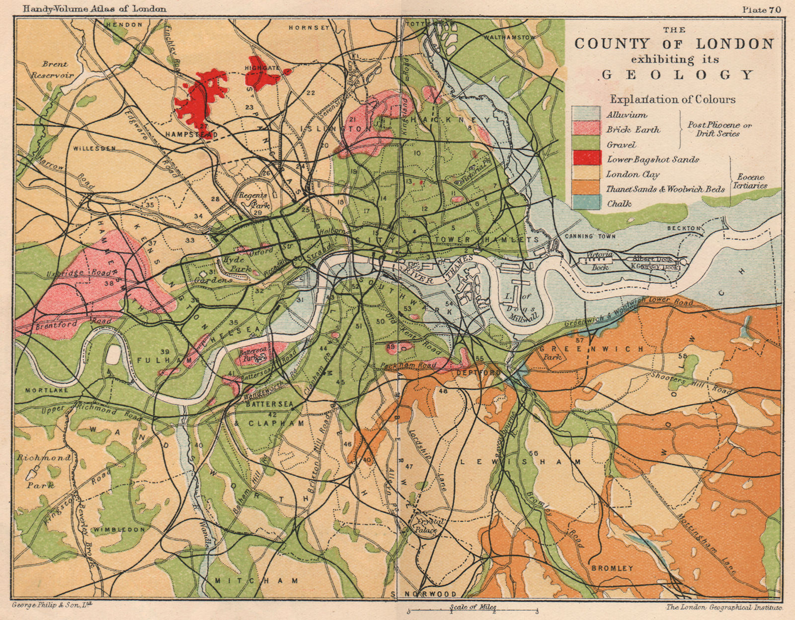 LONDON GEOLOGY. Alluvium Brick Gravel Clay Chalk Bagshot/Thanet sands ...