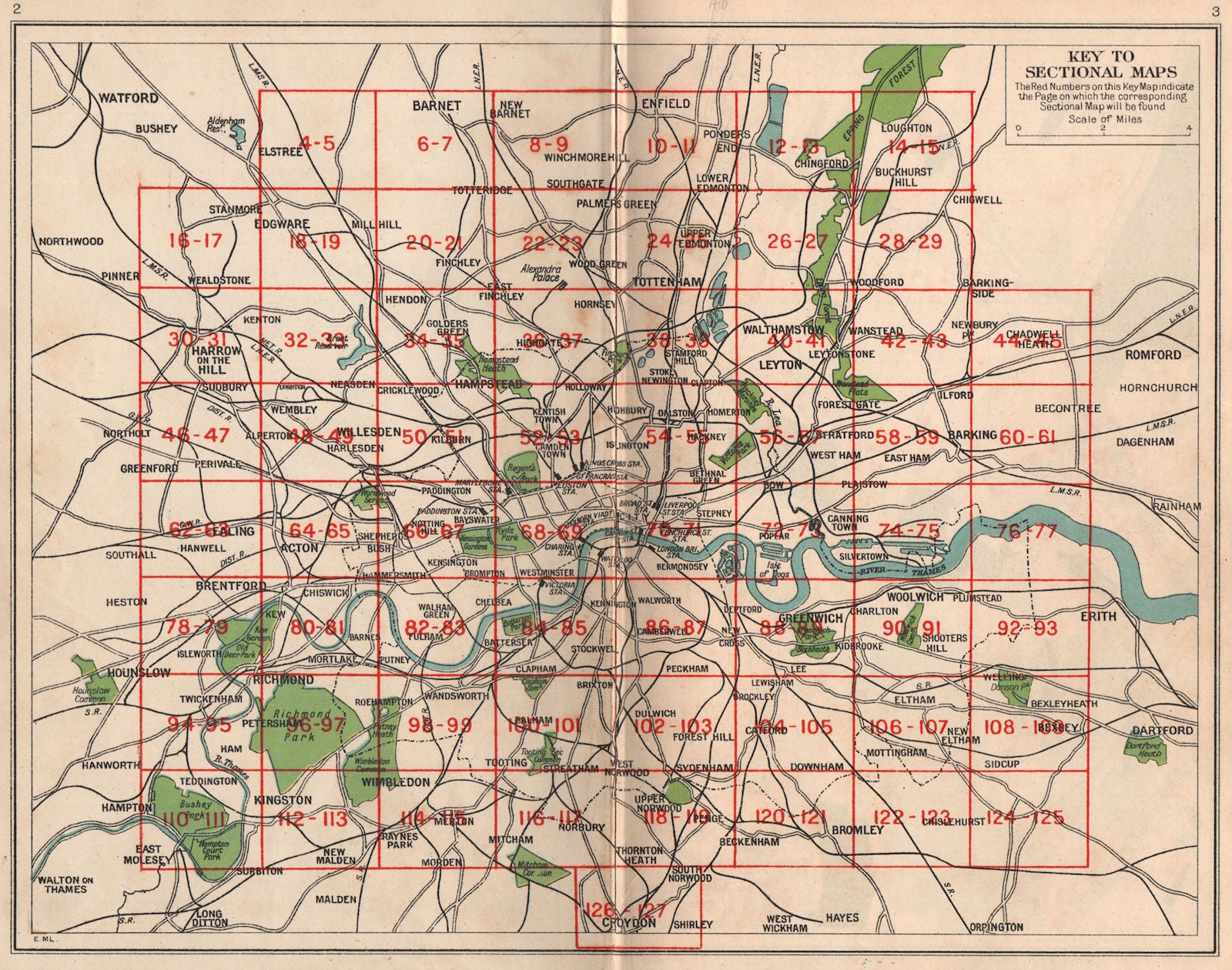 LONDON. Index map. Railways underground tube bus trolleybus map 1938 ...