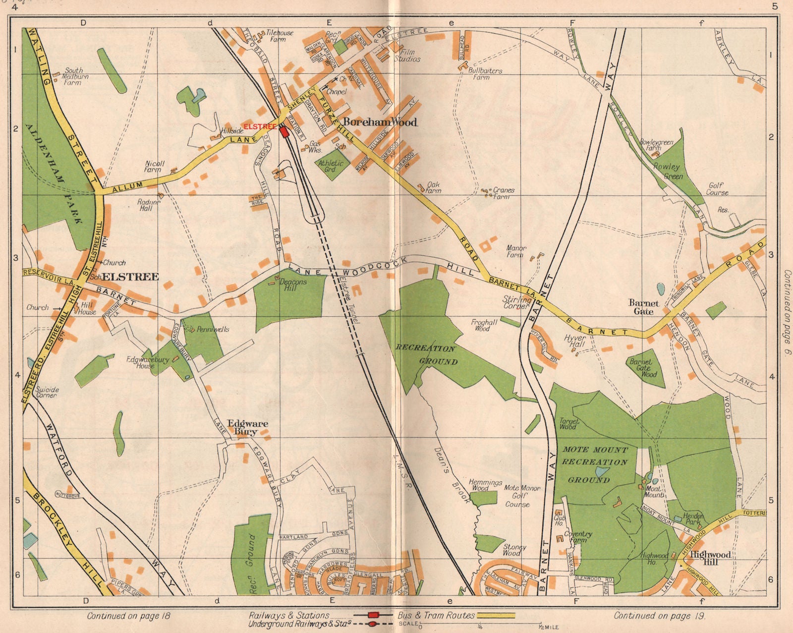 NW LONDON. Elstree Borehamwood Edgwarebury Barnet Gate Highwood Hill ...