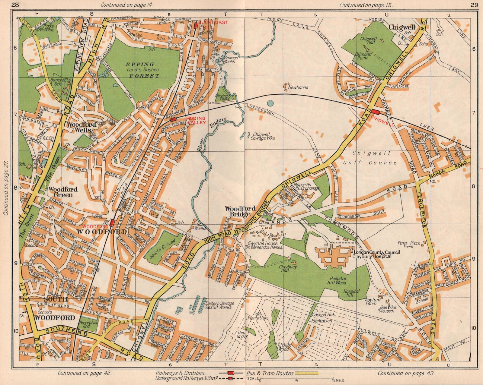 NE LONDON. South Woodford Green Chigwell Grange Hill Roding Valley 1938 ...