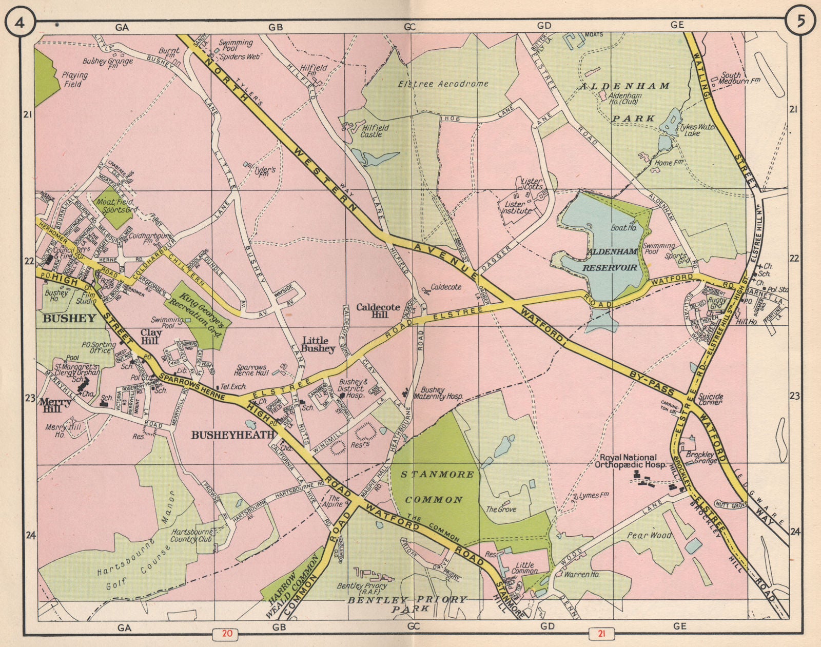 NW LONDON. Bushey Heath Elstree Stanmore Aldenham Park Caldecote Hill ...
