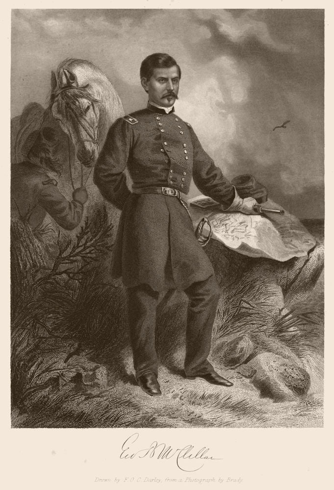 AMERICAN CIVIL WAR. Portrait of General G.B. Mcclellan 1864 old antique ...