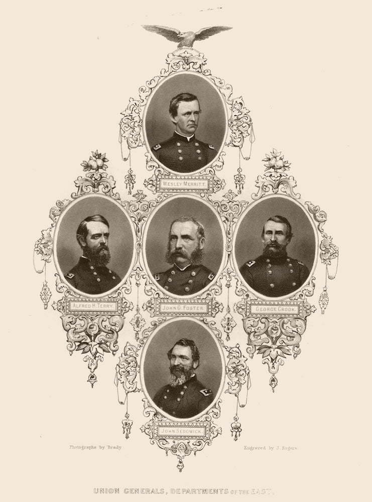 AMERICAN CIVIL WAR. Union Generals Sedgwick Terry Foster Crook Merritt ...
