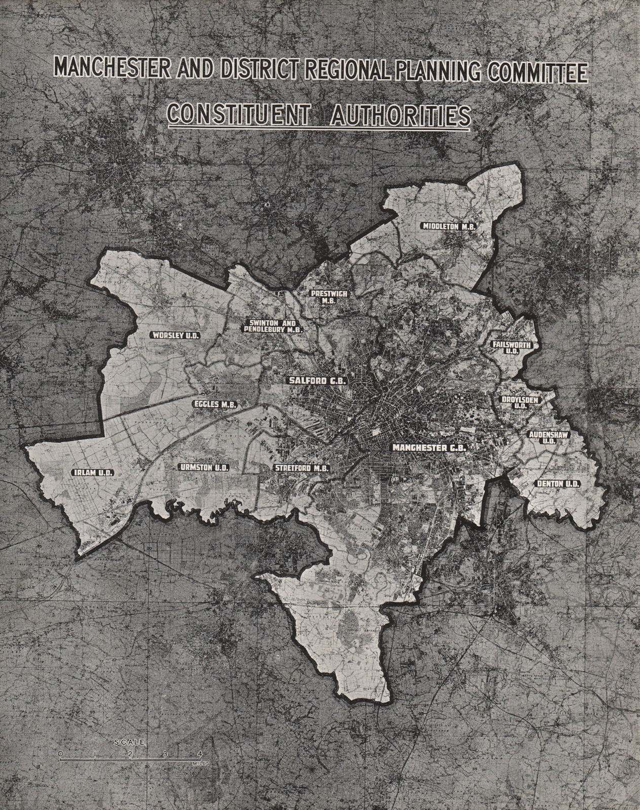 MANCHESTER PLAN 1945. Constituent Authorities 1945 old vintage map ...