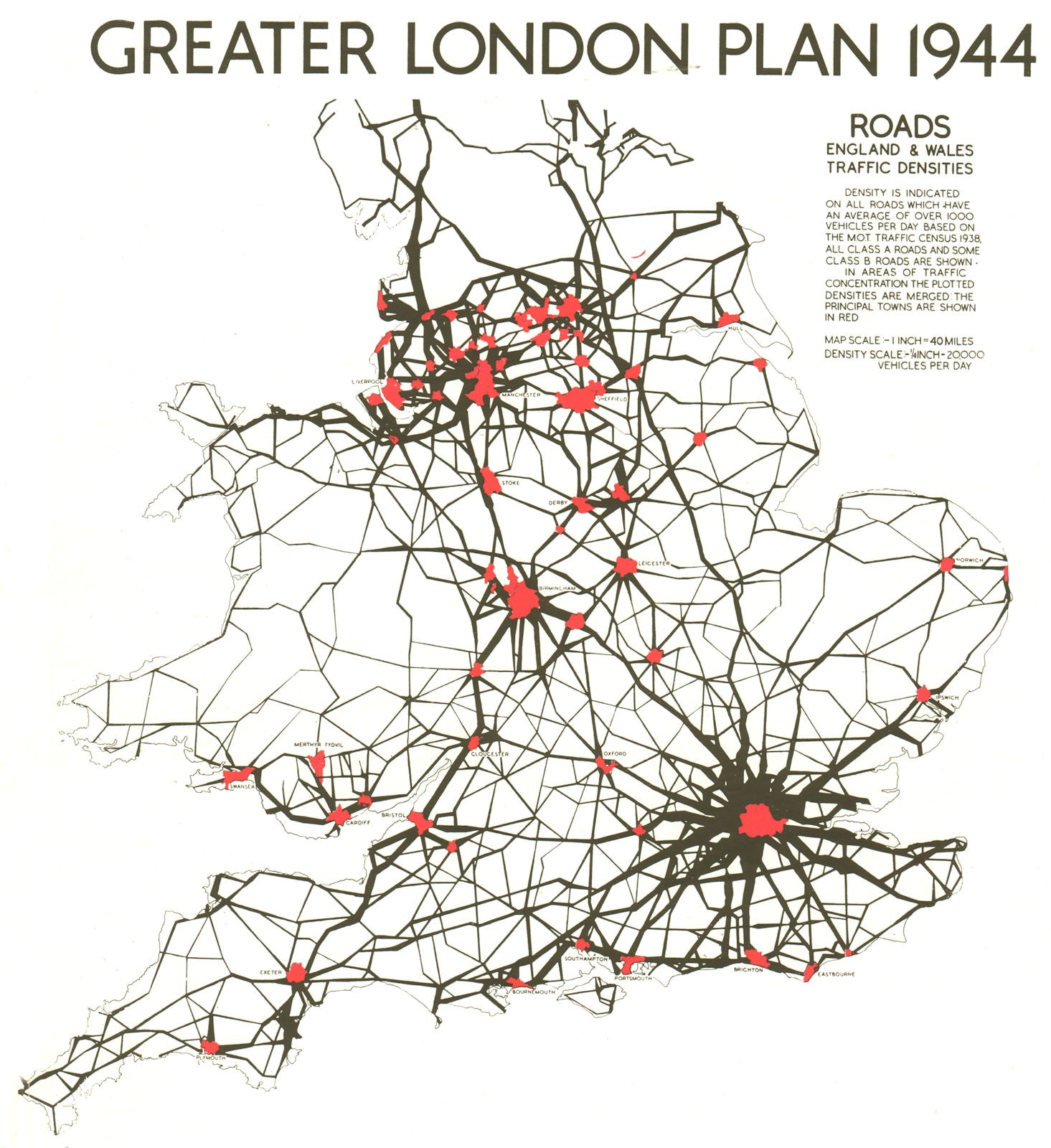 GREATER LONDON PLAN. England & Wales road traffic density. ABERCROMBIE ...