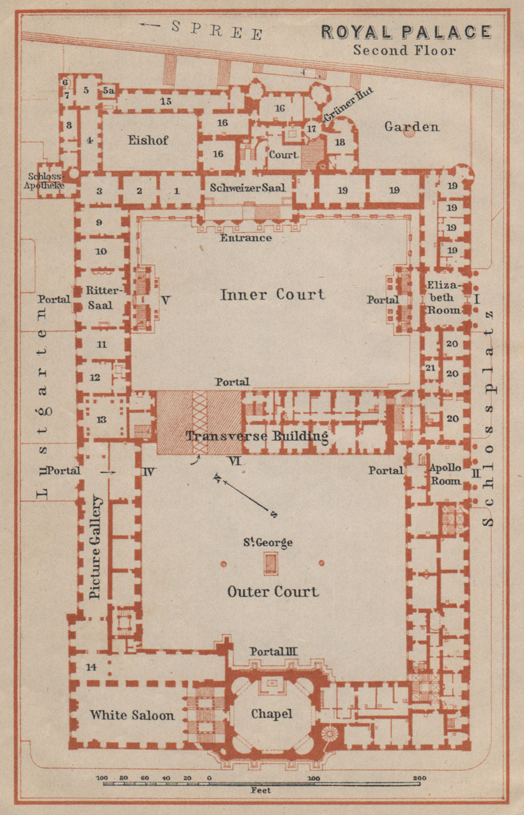 BERLINER STADTSCHLOSS. Berlin Royal/City Palace. Second floor plan 1910 ...