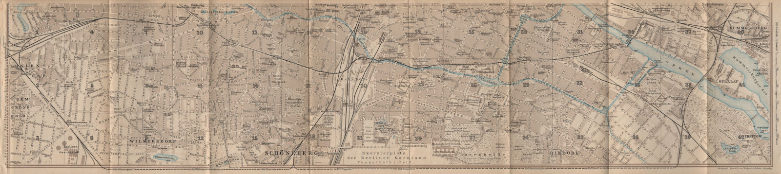 BERLIN SOUTH town city stadtplan. Wilmersdorf Halensee Schöneberg 1910 ...