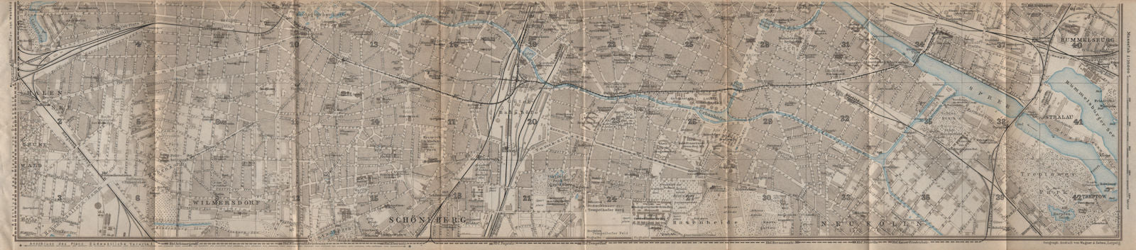 BERLIN SOUTH town city stadtplan. Wilmersdorf Halensee Schöneberg 1923 ...