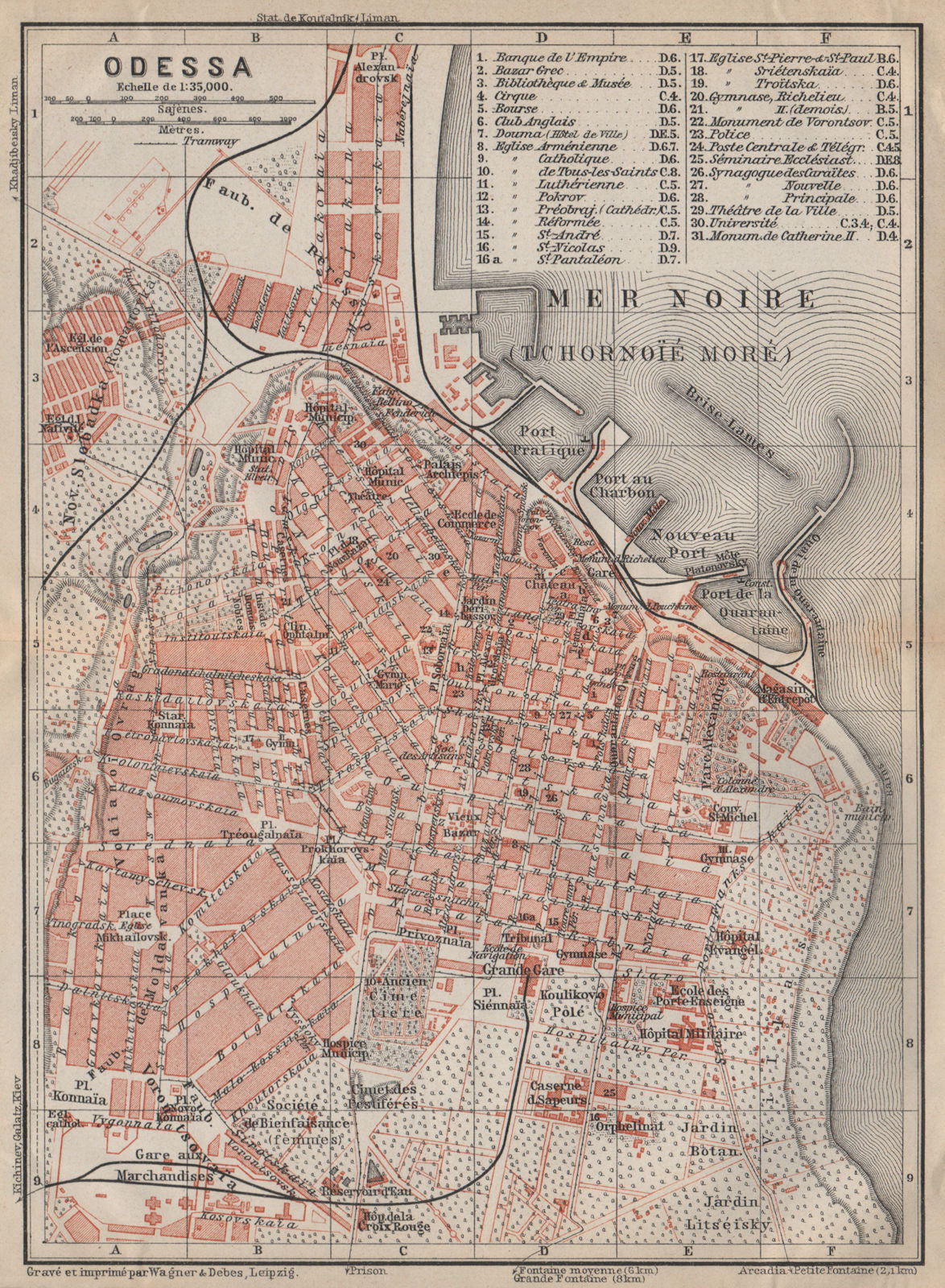 ODESSA antique town city plan. Black Sea. Ukraine. BAEDEKER 1911 old ...