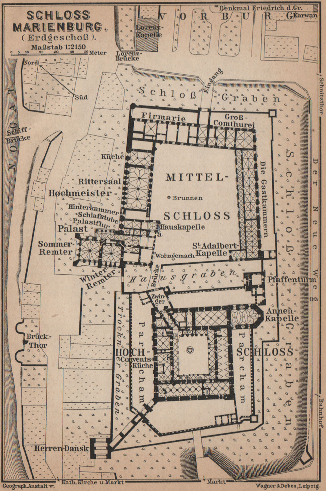 ZAMEK W MALBORKU. Ordensburg Marienburg. Malbork Castle plan. Poland ...